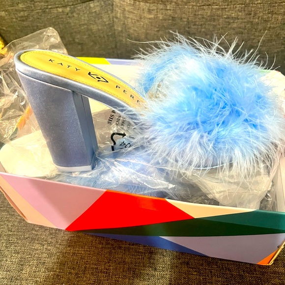 Katy Perry Collections | Shoes | Blue Fur Slides Brand New | Poshmark